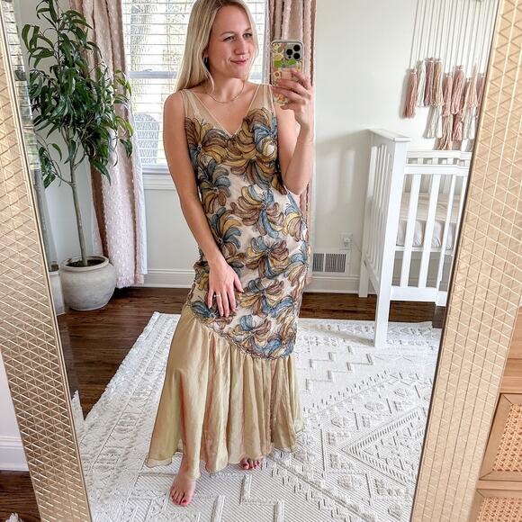 Rose Taft | Dresses | Rose Taft Couture Silk Floral Beaded Formal ...